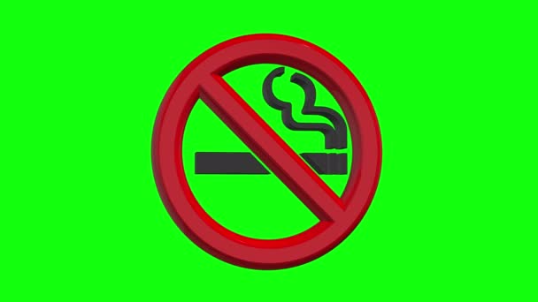 Green Screen Ban Cigarette Icon Smoking — Stock Video ...