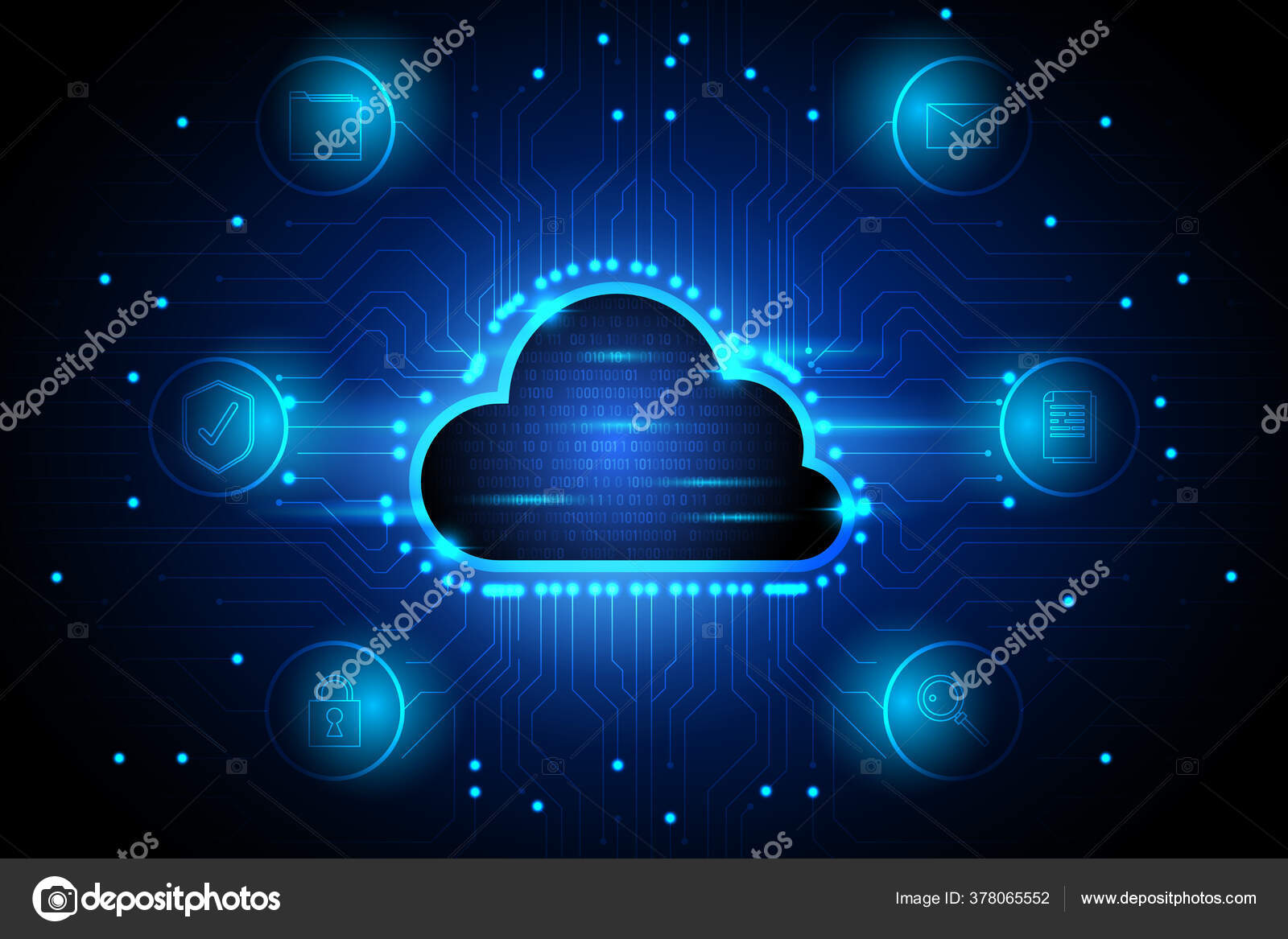 Concepto Cloud Computing Tecnología Fondo Con Patrón Circuito Efecto Brillo Vector de stock ...
