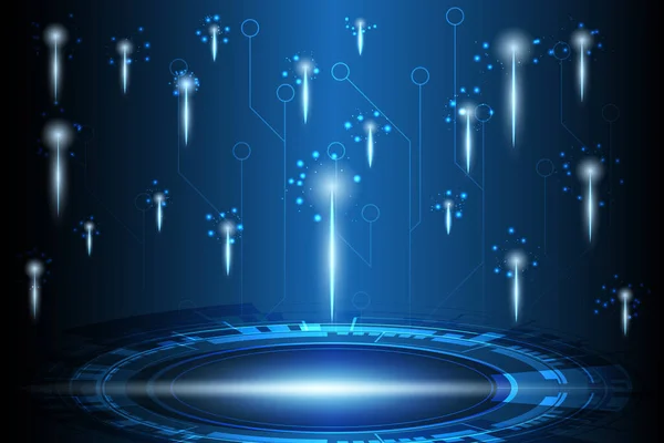 Abstract Technology Background Blue Sparkle Effect Light Beam Circuit Pattern — Stock Vector