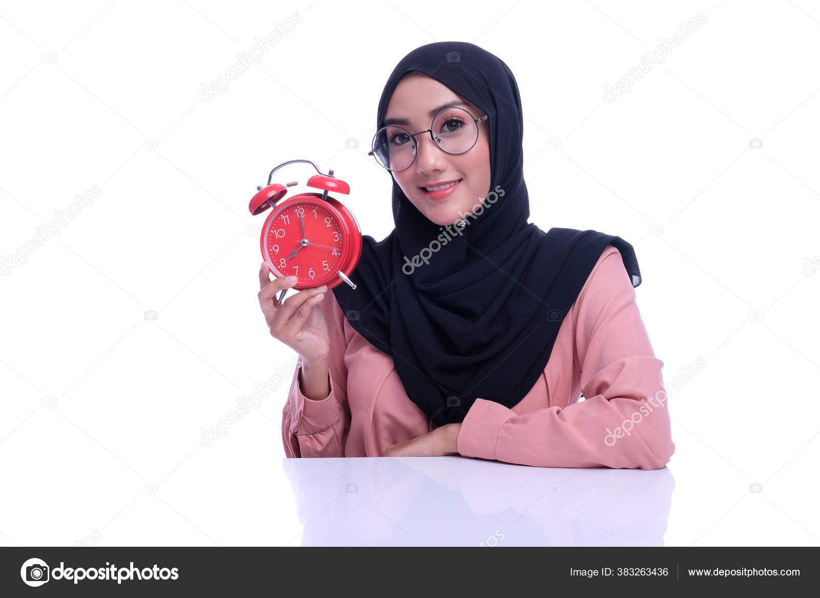 Emotion Face Expression Muslim Woman Face Deference Time Clock Happy ...