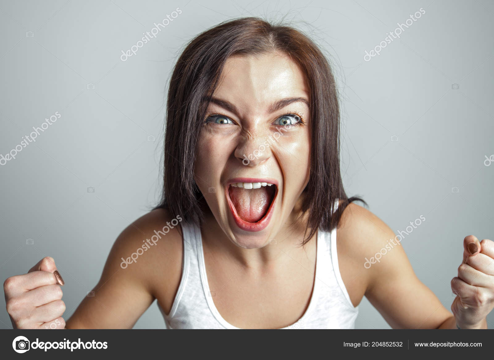 Woman Screams Rage Emotion Concept Stock Photo by ©mirrorstudio 204852532