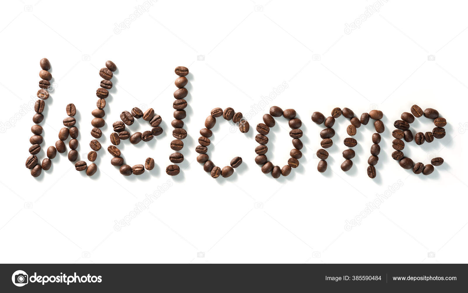 Text Made Coffee Beans Isolated White Text Word Welcome Made — Stock ...
