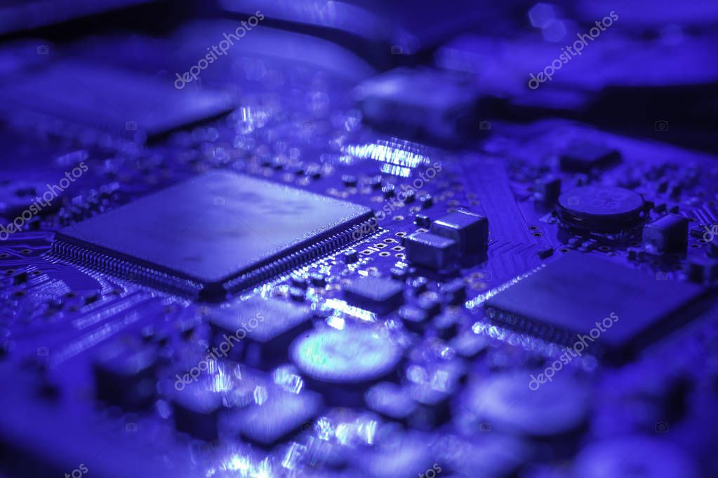 Placa de circuito. Microprocesador digital de placa base. Tecnología ...