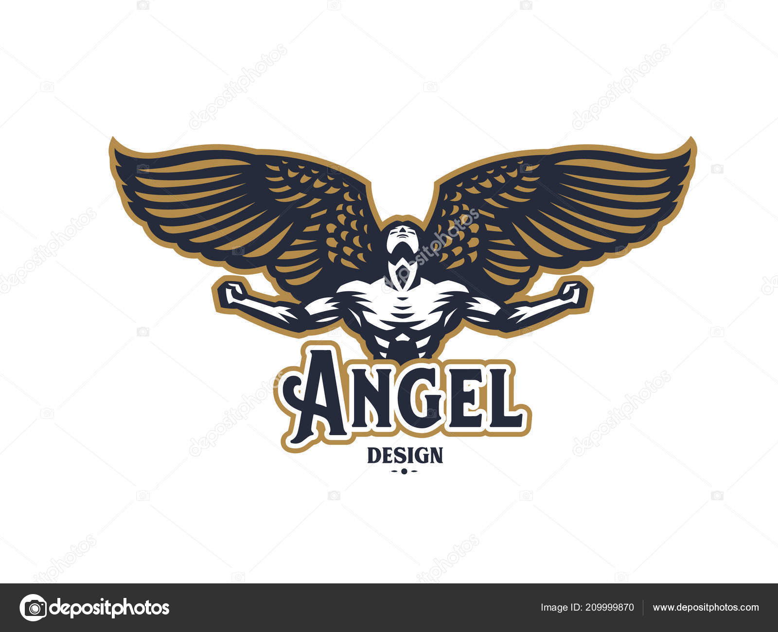 Angel man. Vector emblem. Stock Vector by ©Masterlevsha 209999870