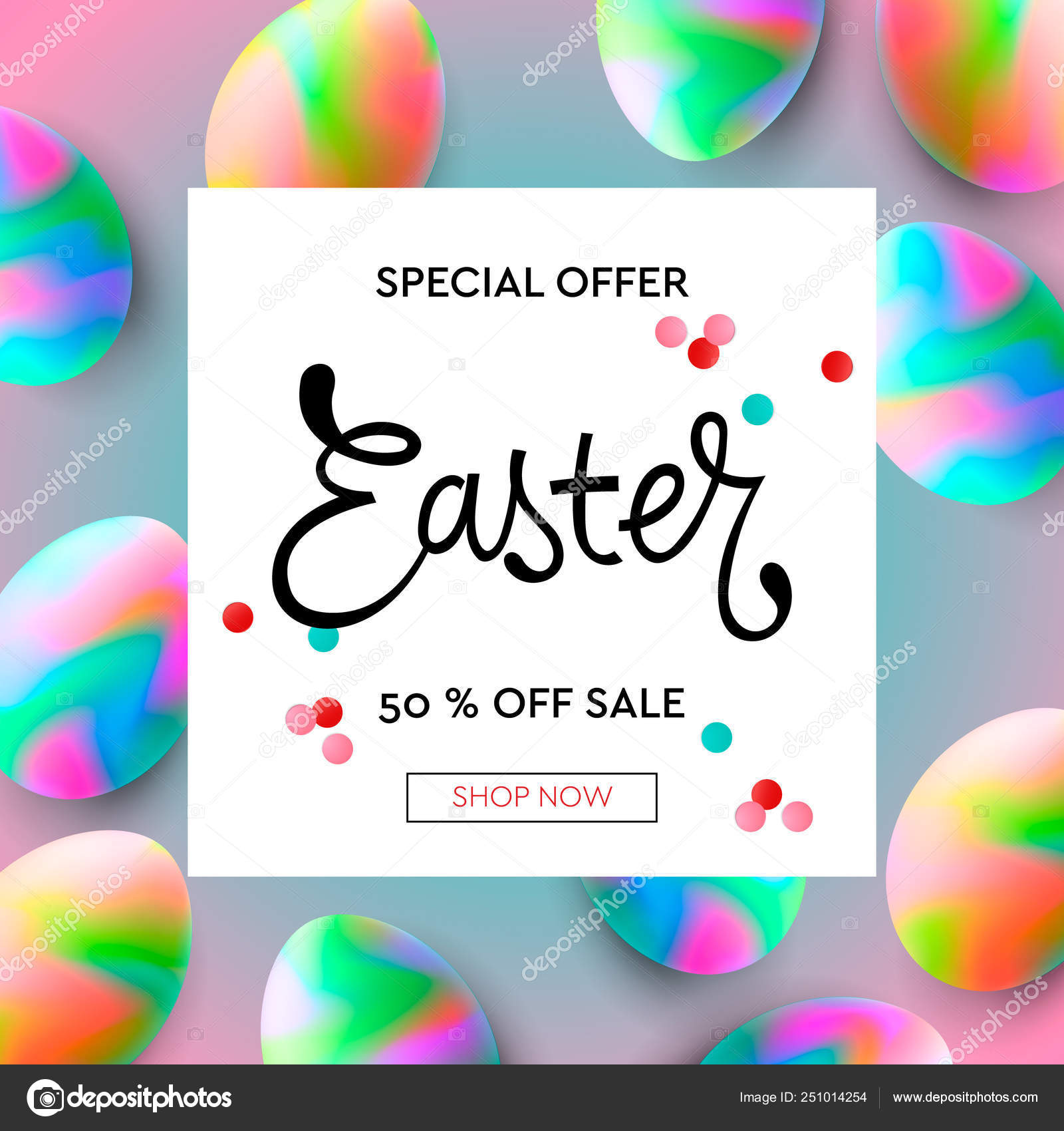 Easter sale banner background template with beautiful colorful eggs ...