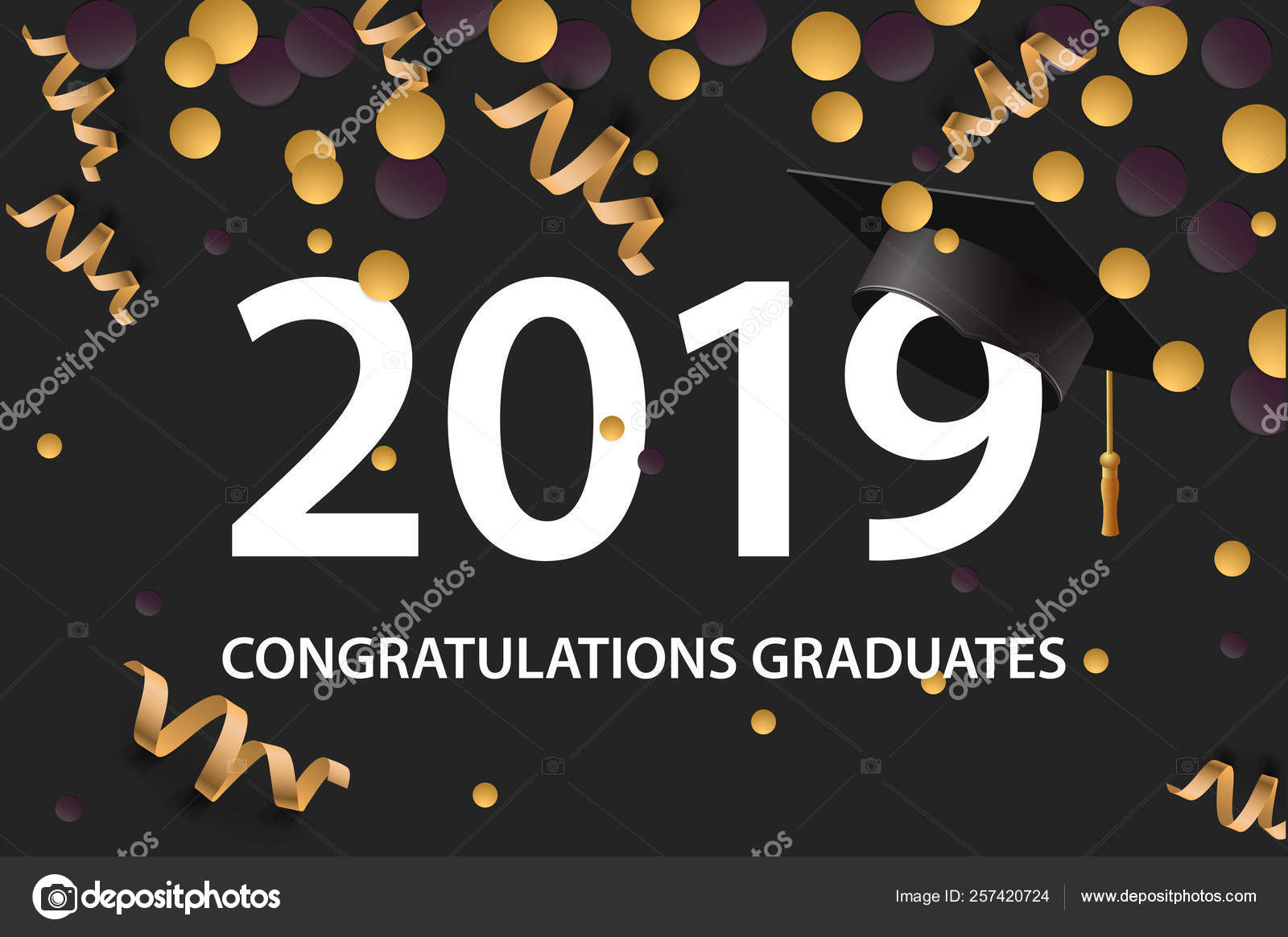 Graduating class of 2019. Poster, party invitation, greeting card in ...