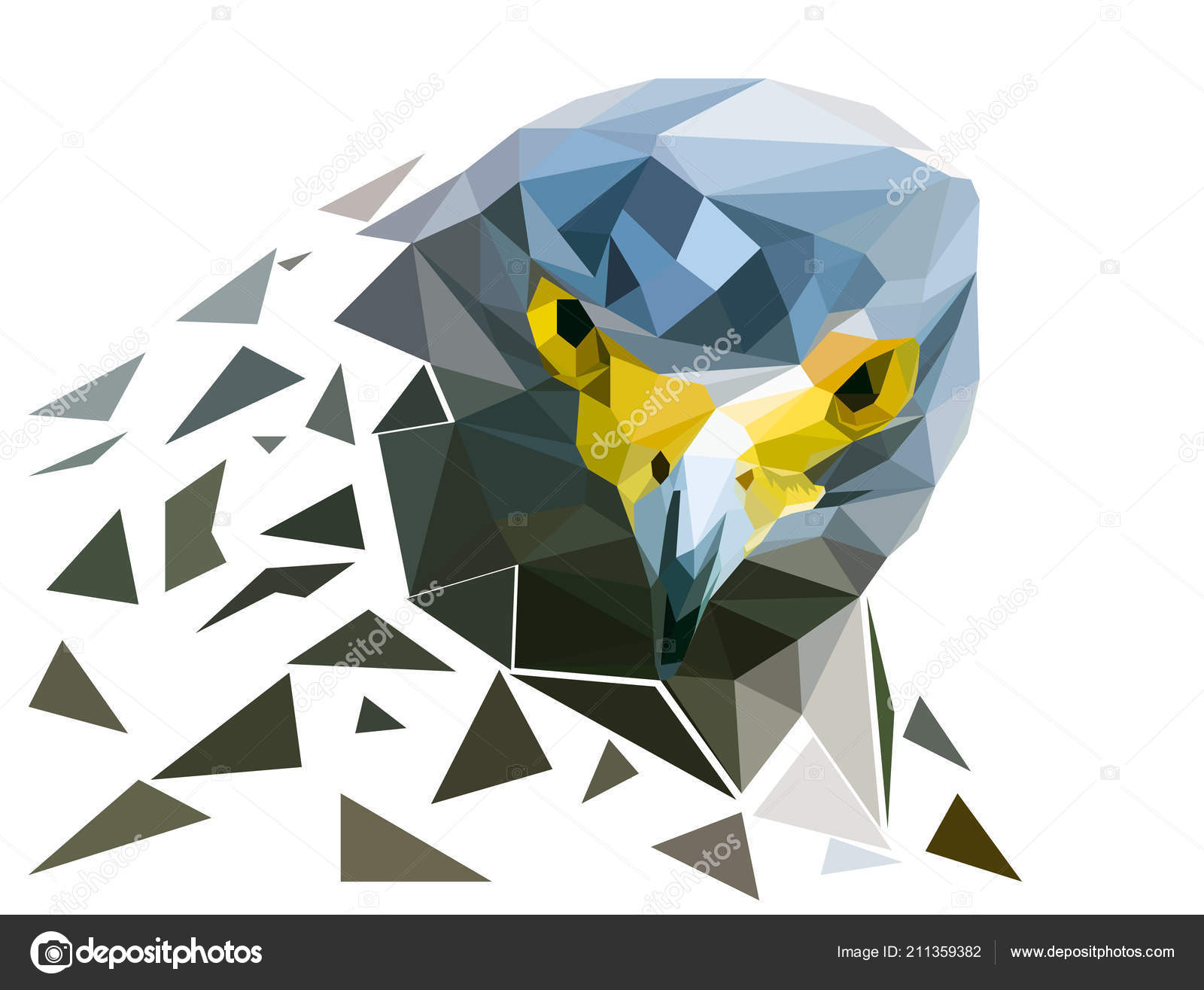 Falcon Polygon Head Bird Isolated White Background Low Poly Modelling ...