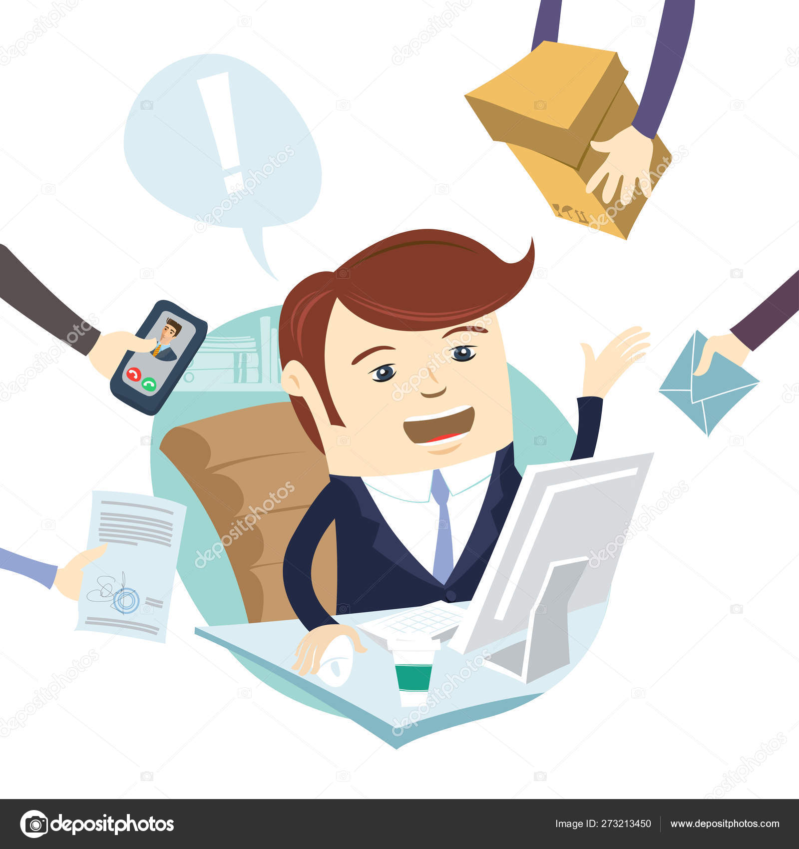Busy Businessman Cartoon