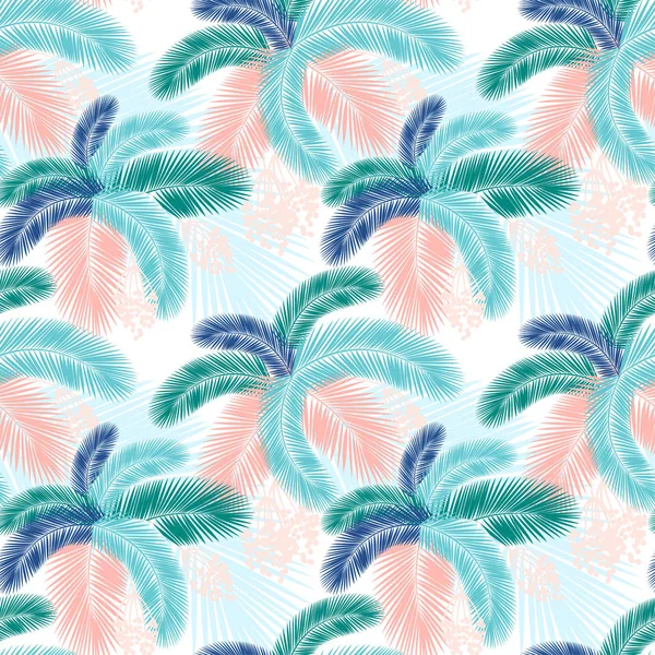 Seamless pattern of Tropical palm leaves. Vector illustration. Flat ...