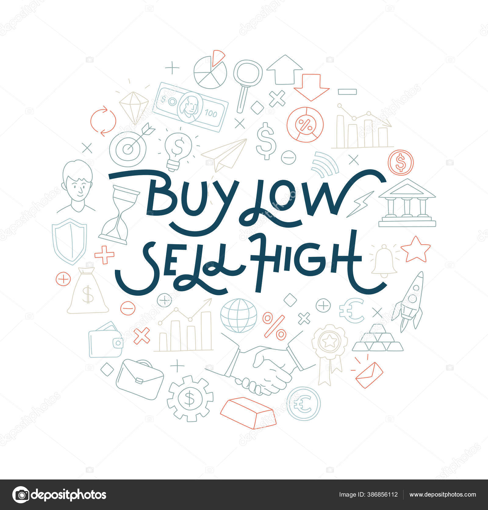 Trading Exchange Pattern Background Buy Low Sell High Handwritten ...