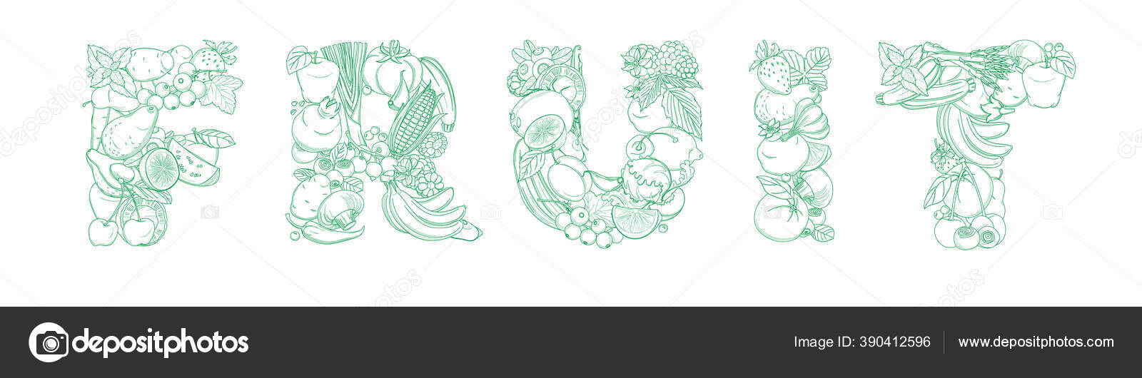 Lettering Fruit Pattern Logo Groceries Farm Fresh Fruits Vegetables ...