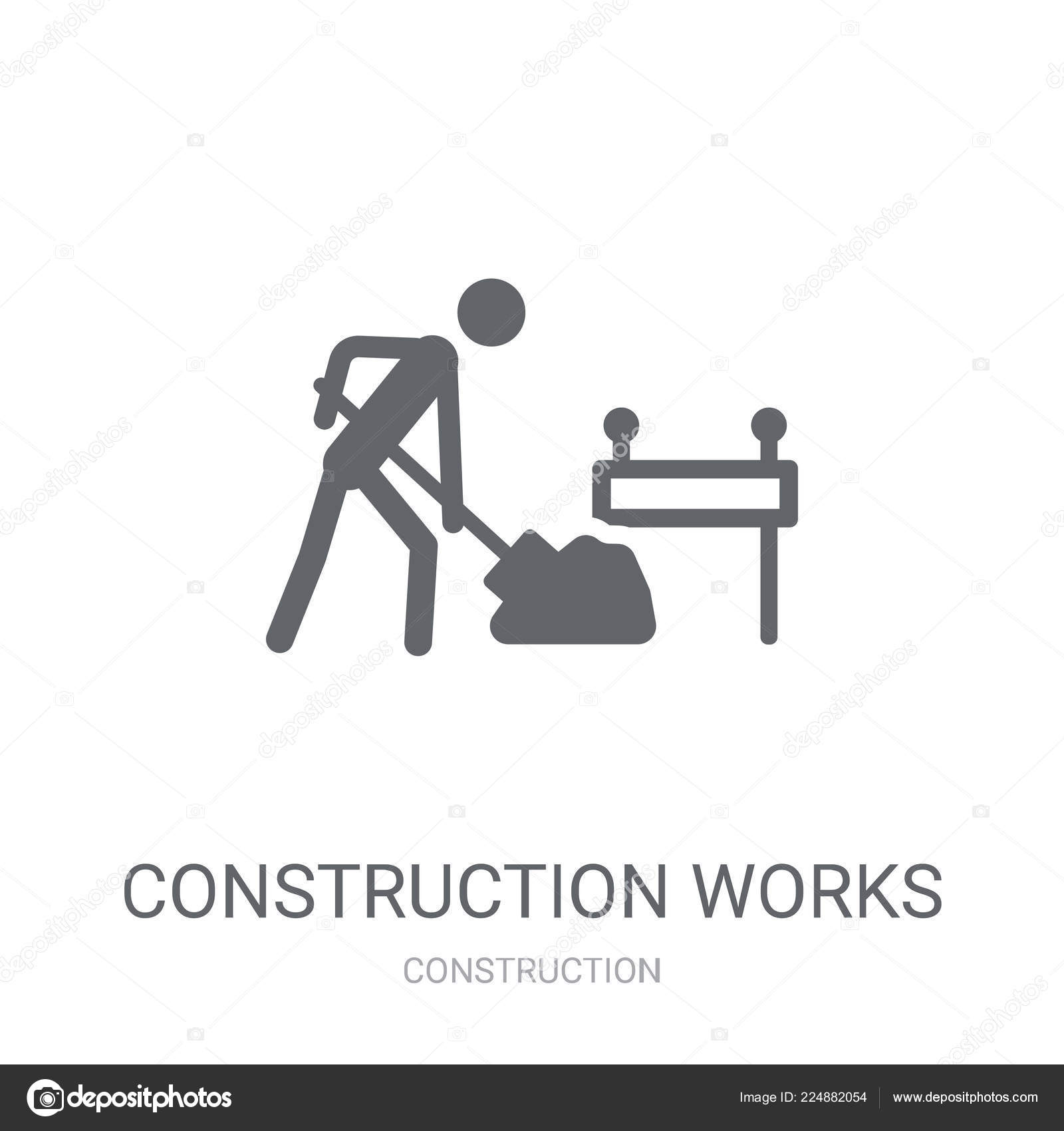 Construction Works Icon Trendy Construction Works Logo Concept White ...