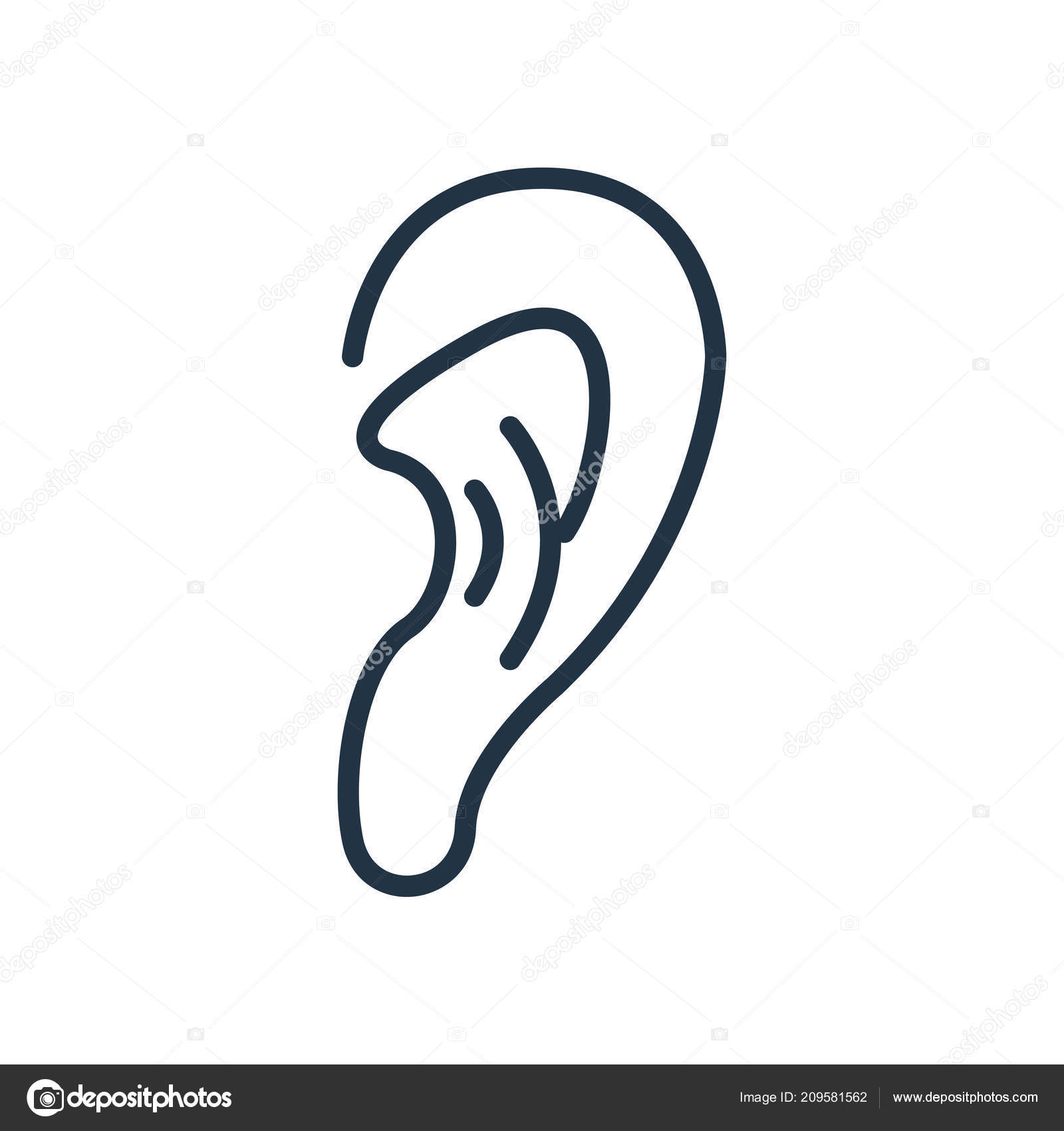 Vetor Ícone Escuta Isolado Fundo Branco Sinal Transparente Escuta Vetor ...