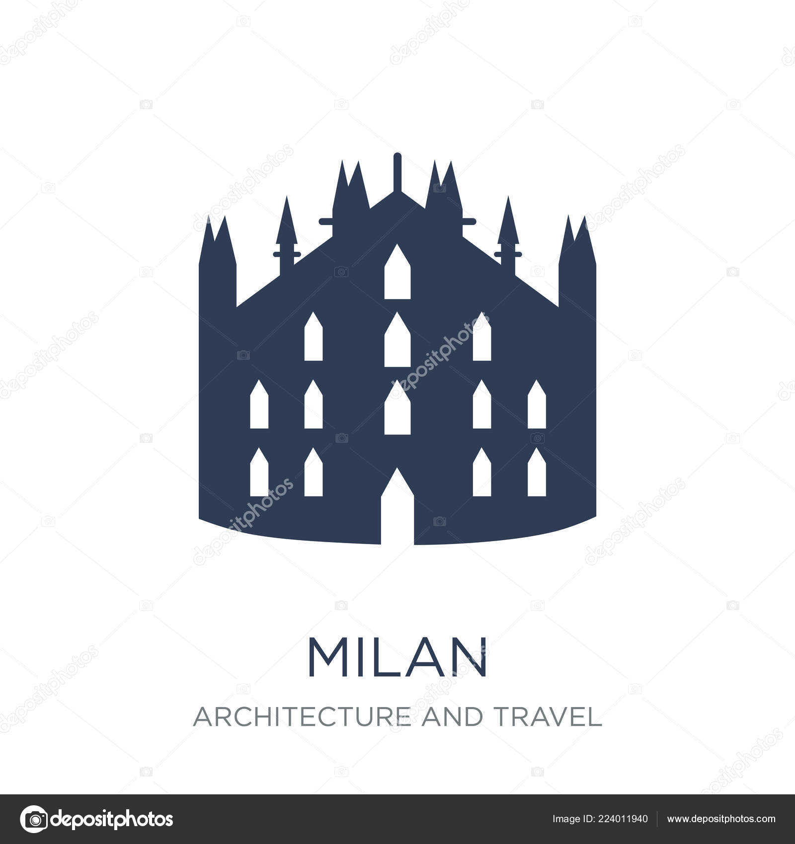 Milan Icon Trendy Flat Vector Milan Icon White Background Architecture ...