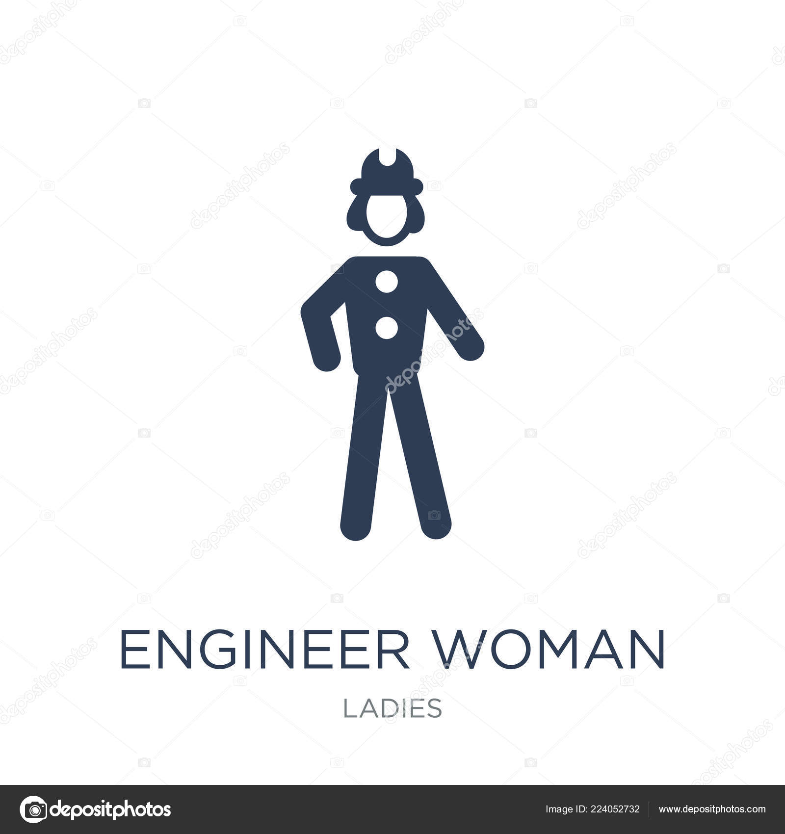 Engineer Woman Icon Trendy Flat Vector Engineer Woman Icon White Stock ...
