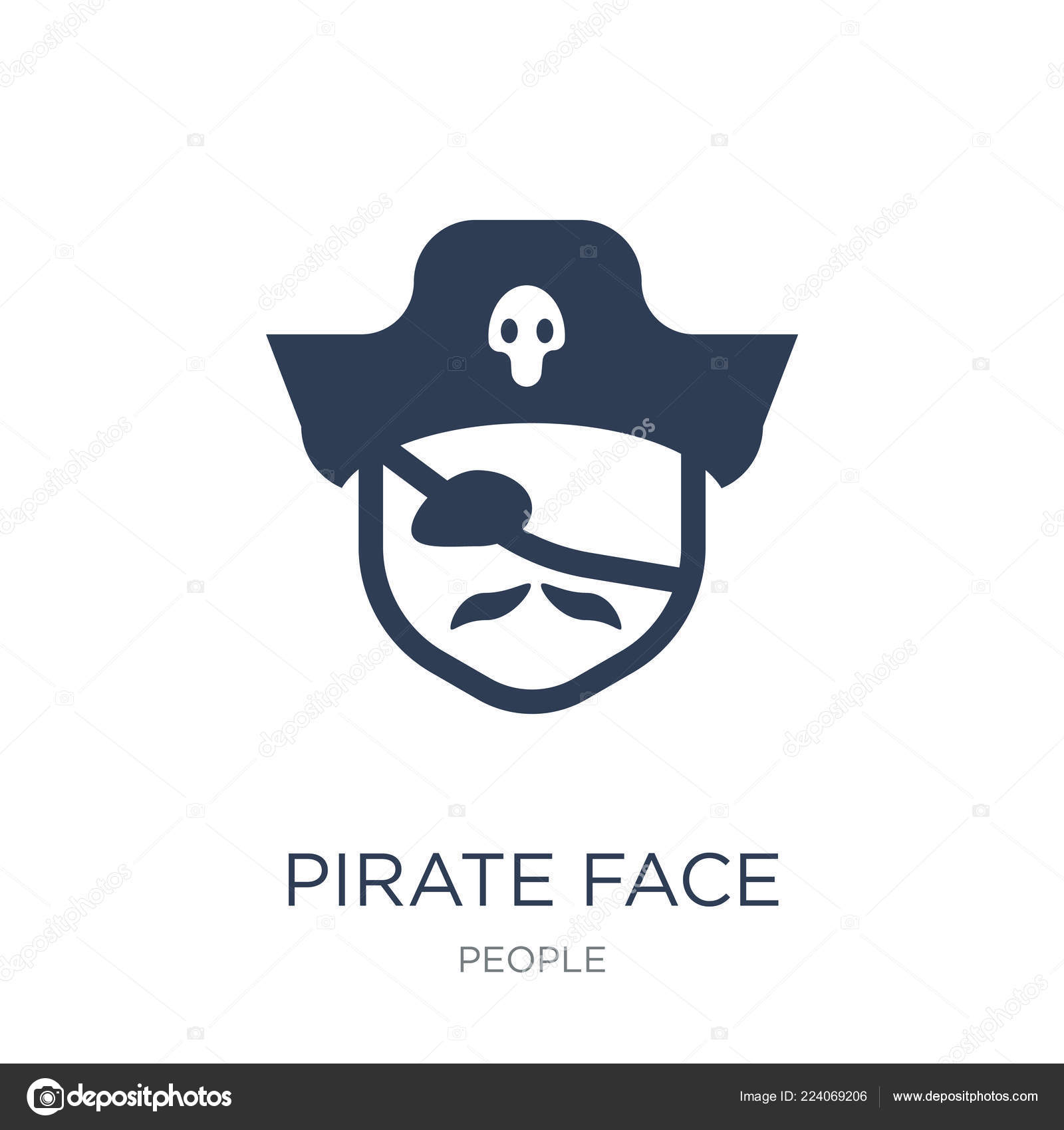 Pirate Face Icon Trendy Flat Vector Pirate Face Icon White Stock Vector ...
