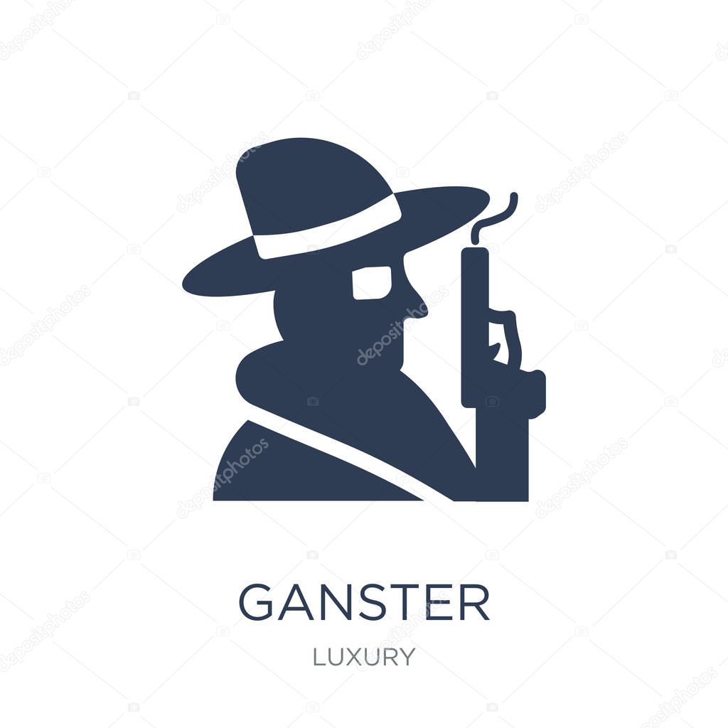 Icono de ganster. Vector plano de moda Ganster icono sobre fondo blanco ...