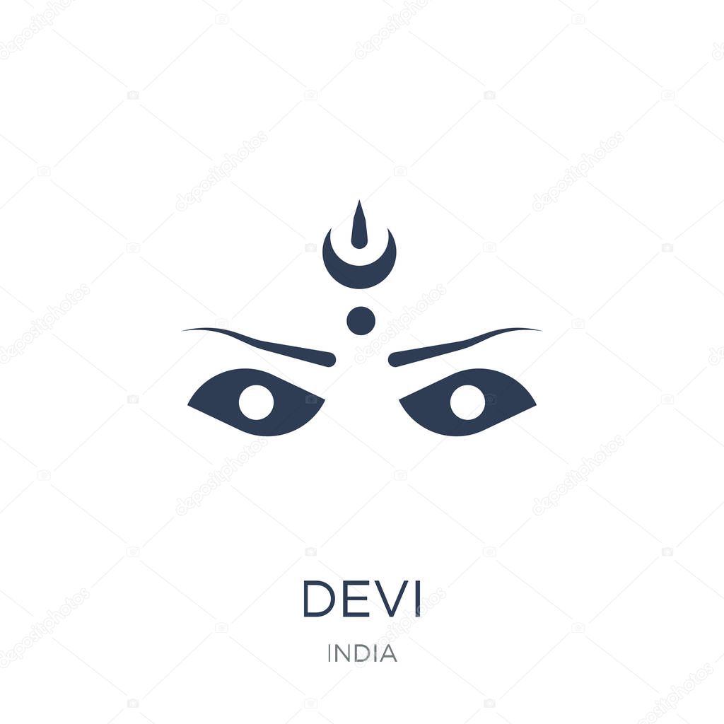 Icono de Devi. Icono moderno del vector plano Devi sobre fondo blanco ...