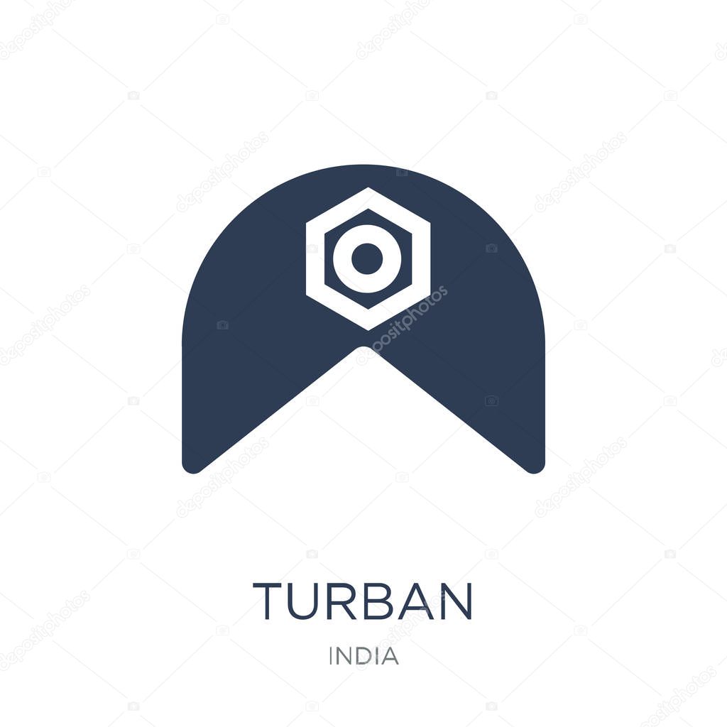 Icono de turbante. Moderno vector plano icono de turbante sobre fondo blanco de la colección ...