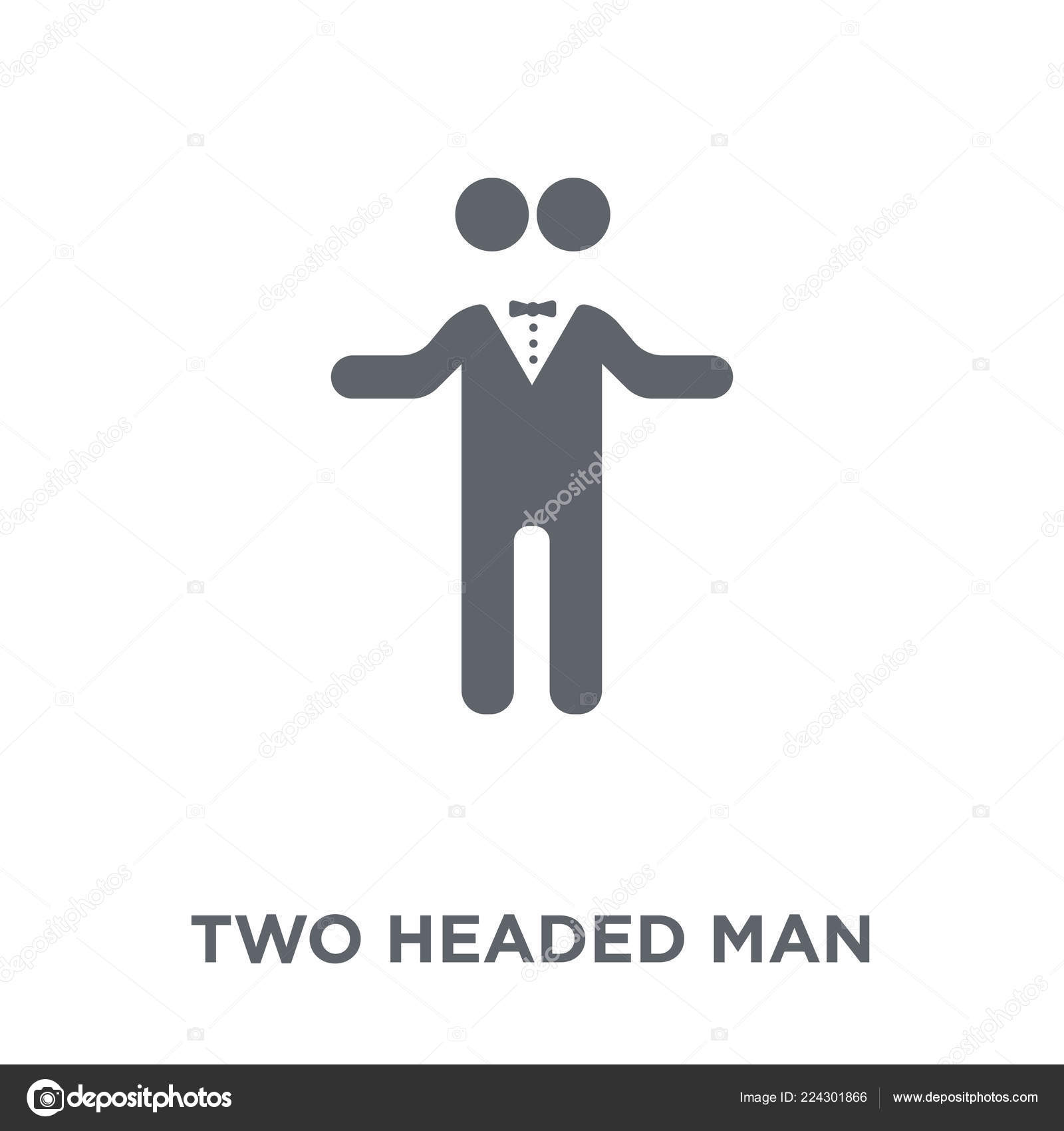 Two Headed Man Icon Two Headed Man Design Concept Circus Stock Vector ...