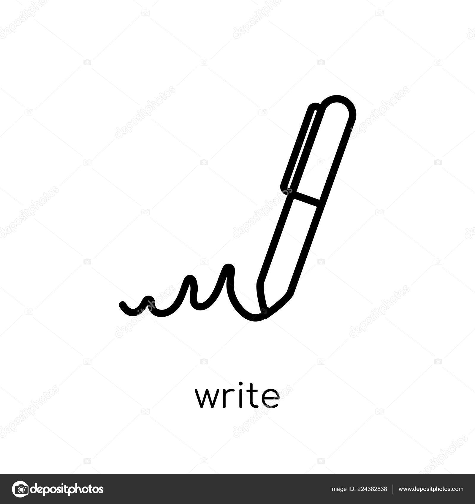 Write Icon Trendy Modern Flat Linear Vector Write Icon White Stock ...