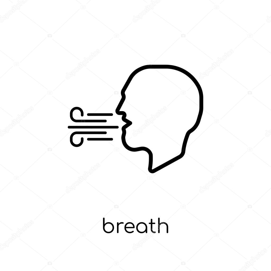 Icono de respiración. Moderno vector lineal plano moderno Respiración icono sobre fondo blanco ...