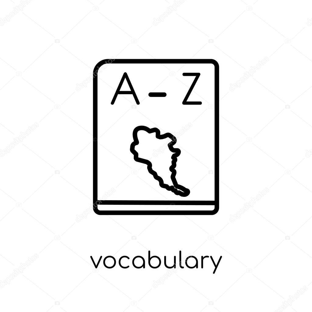 Icono de vocabulario. Moderno moderno vector lineal plano icono de ...