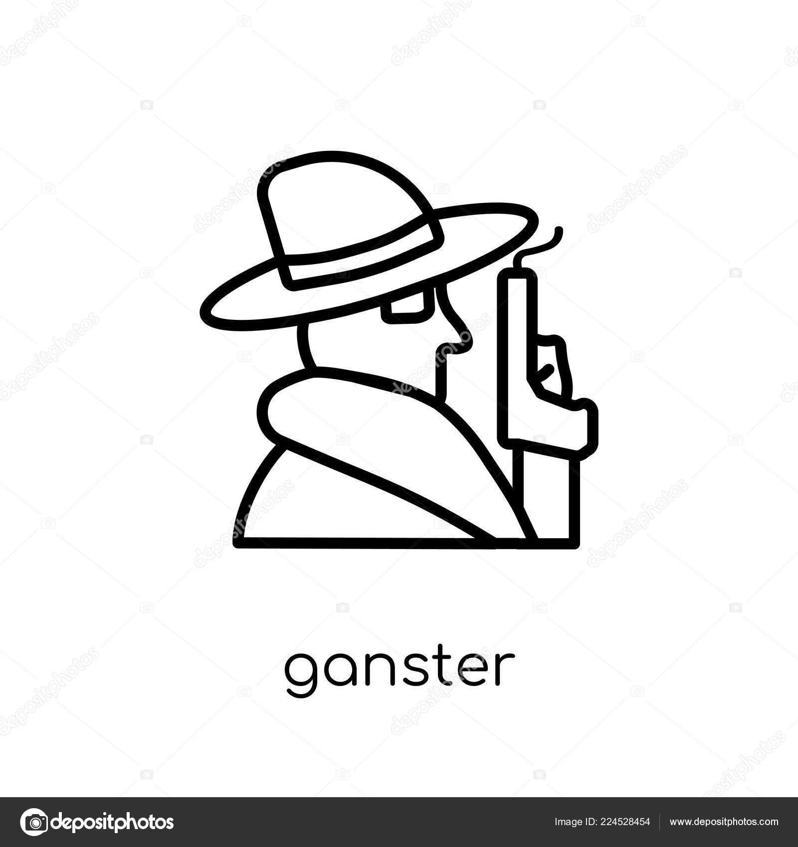 Ganster Icon Trendy Modern Flat Linear Vector Ganster Icon White Stock ...