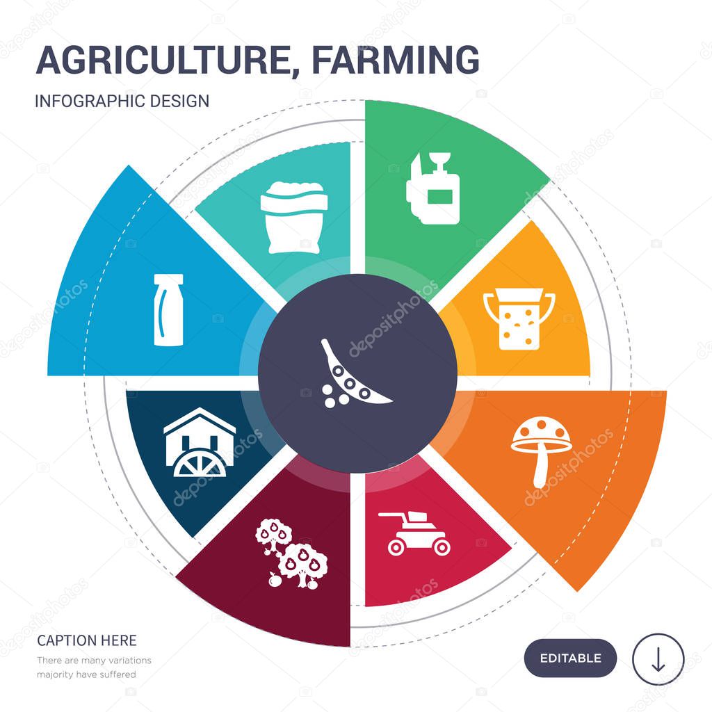 conjunto de 9 agricultura simple, agricultura vector iconos. contiene ...