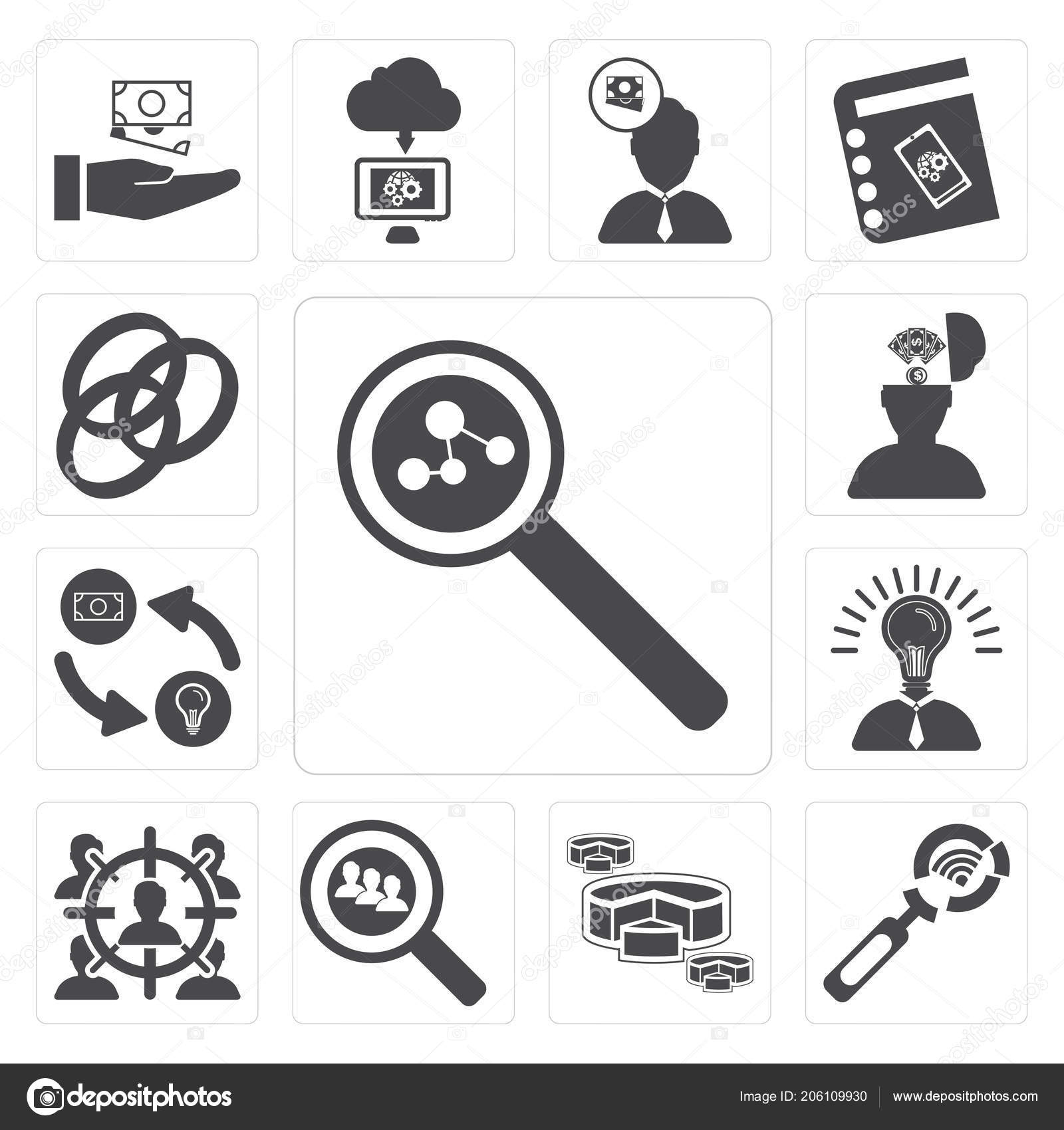 Set Simple Editable Icons Search Diagram Target Idea Exchange Rgb ...