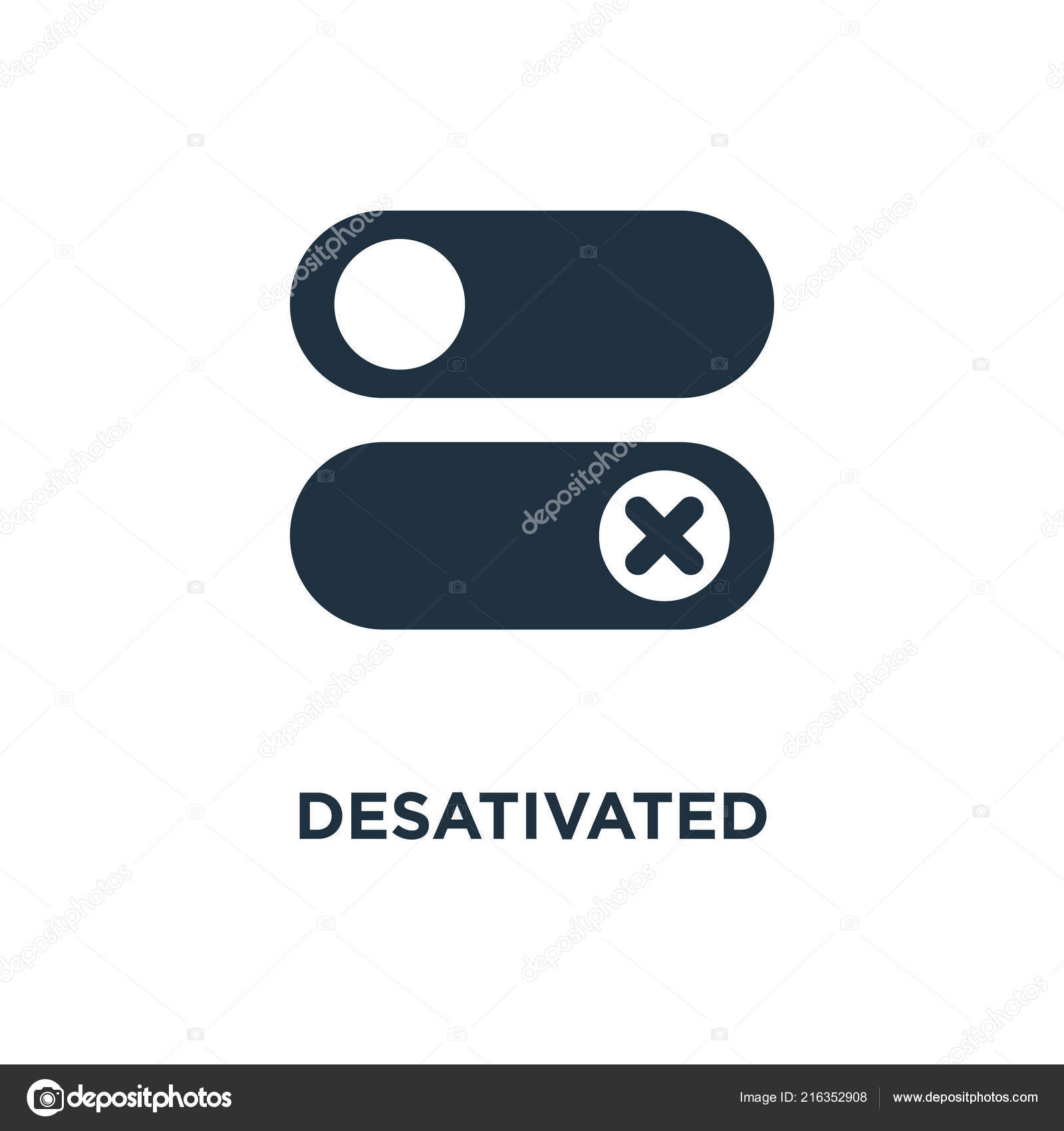 Icono Desativado Ilustración Vectorial Negra Símbolo Desativado Sobre ...