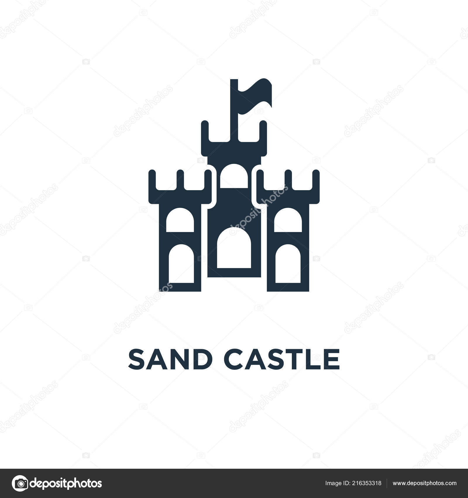 Sand Castle Icon Black Filled Vector Illustration Sand Castle Symbol ⬇ ...