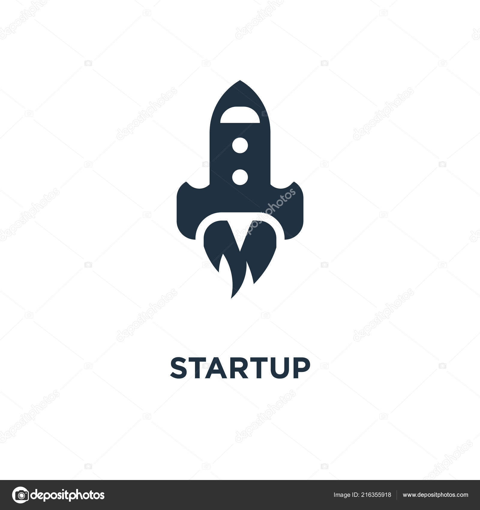 Startup Icon Black Filled Vector Illustration Startup Symbol White ...