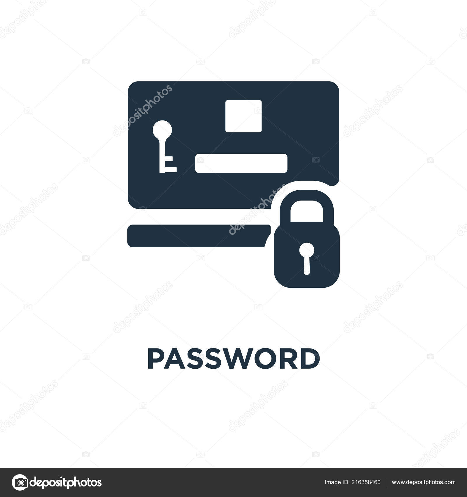 Password Icon Black Filled Vector Illustration Password Symbol White ...