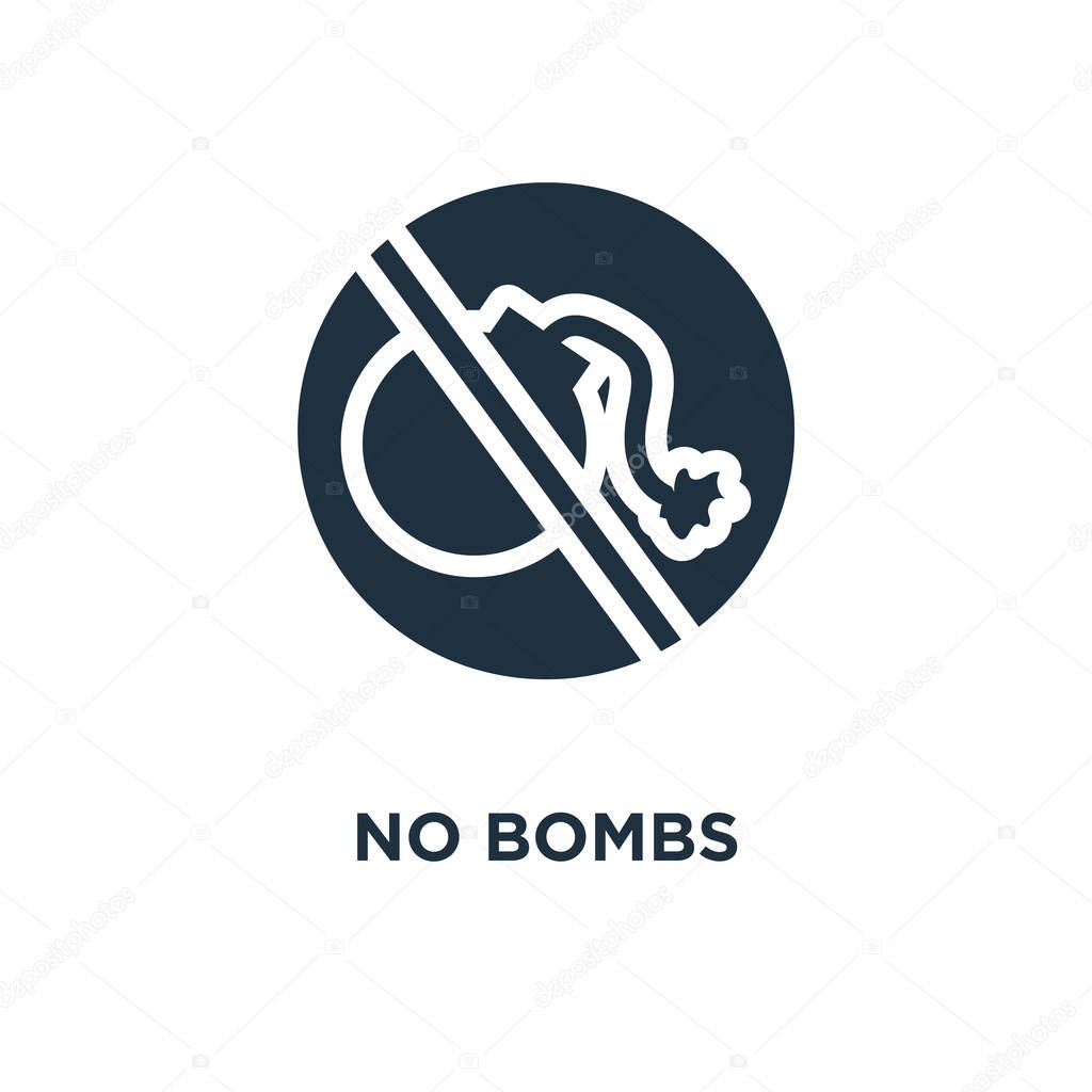 No hay icono de bombas. Ilustración vectorial negra. Ningún símbolo de ...