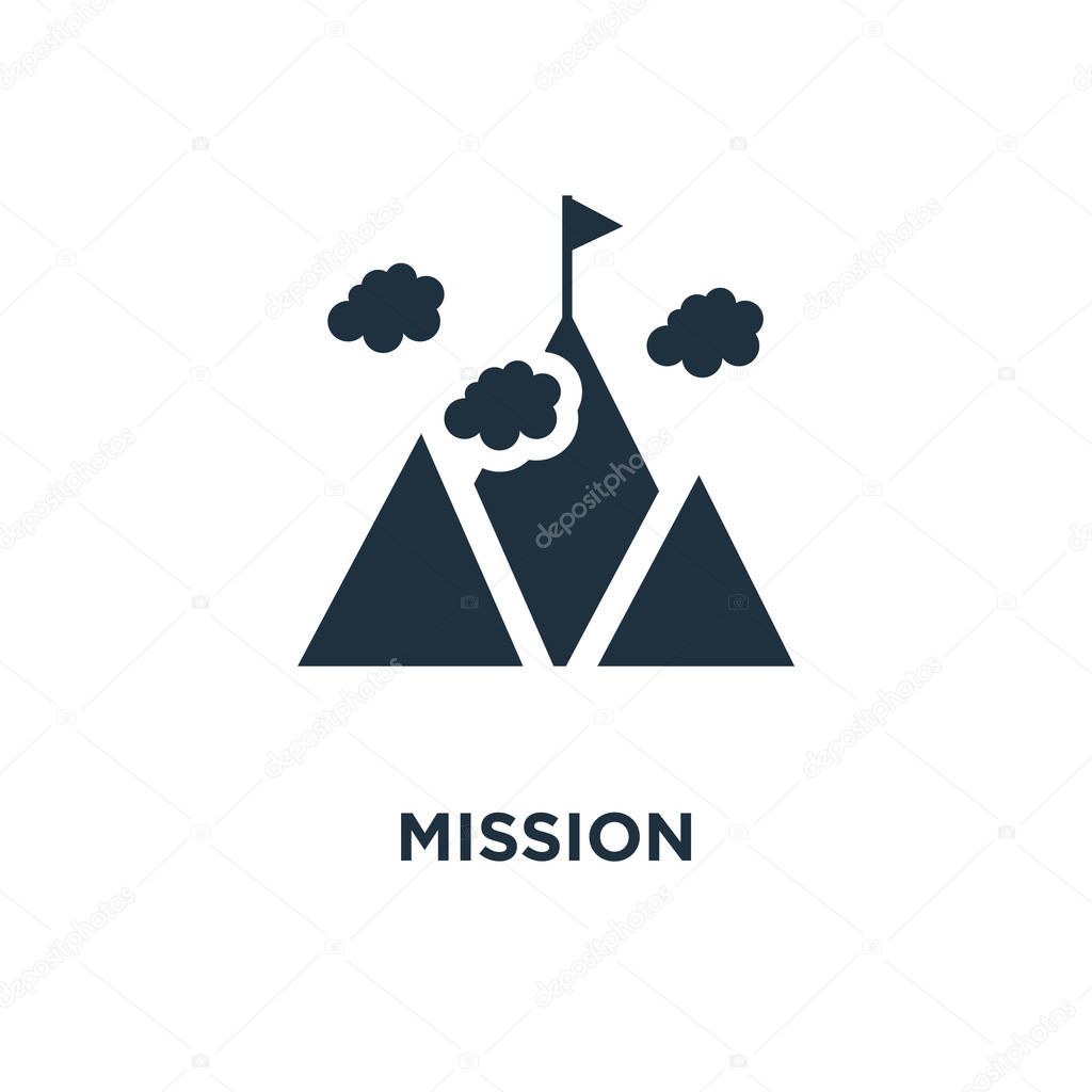 Icono de misión. Ilustración vectorial negra. Símbolo de misión sobre ...