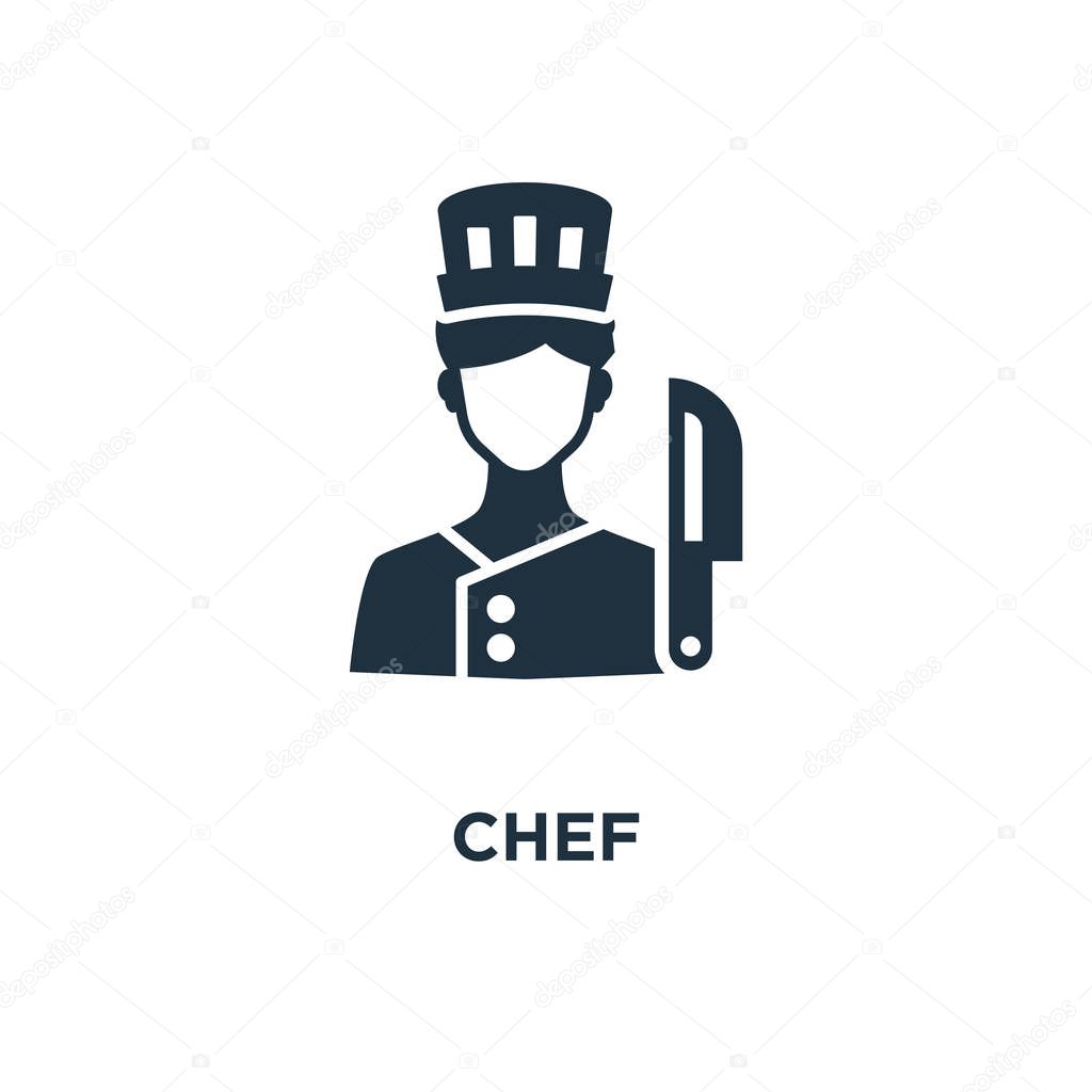 Icono del chef. Ilustración vectorial negra. Símbolo del chef sobre ...