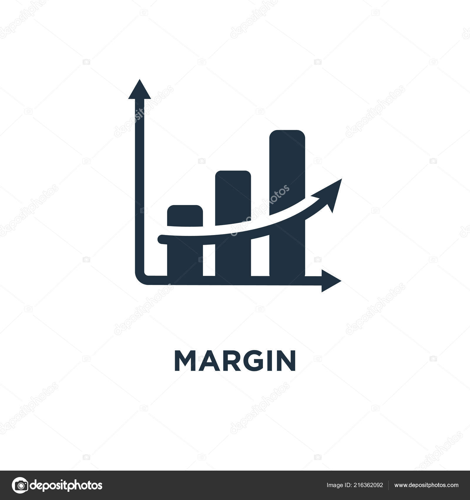 Icono Margen Ilustración Vectorial Negra Símbolo Margen Sobre Fondo ...