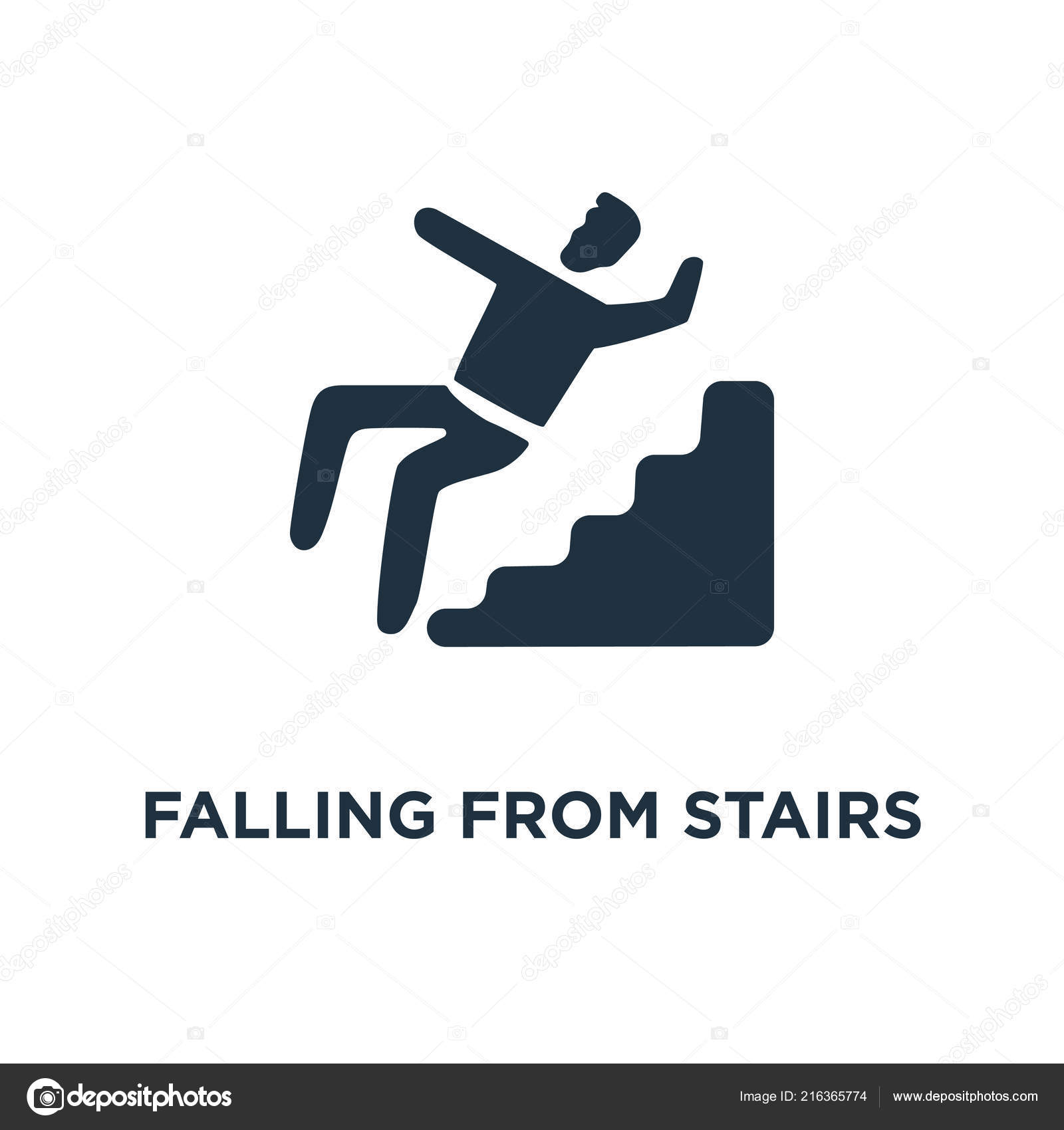 Falling Stairs Icon Black Filled Vector Illustration Falling Stairs ...