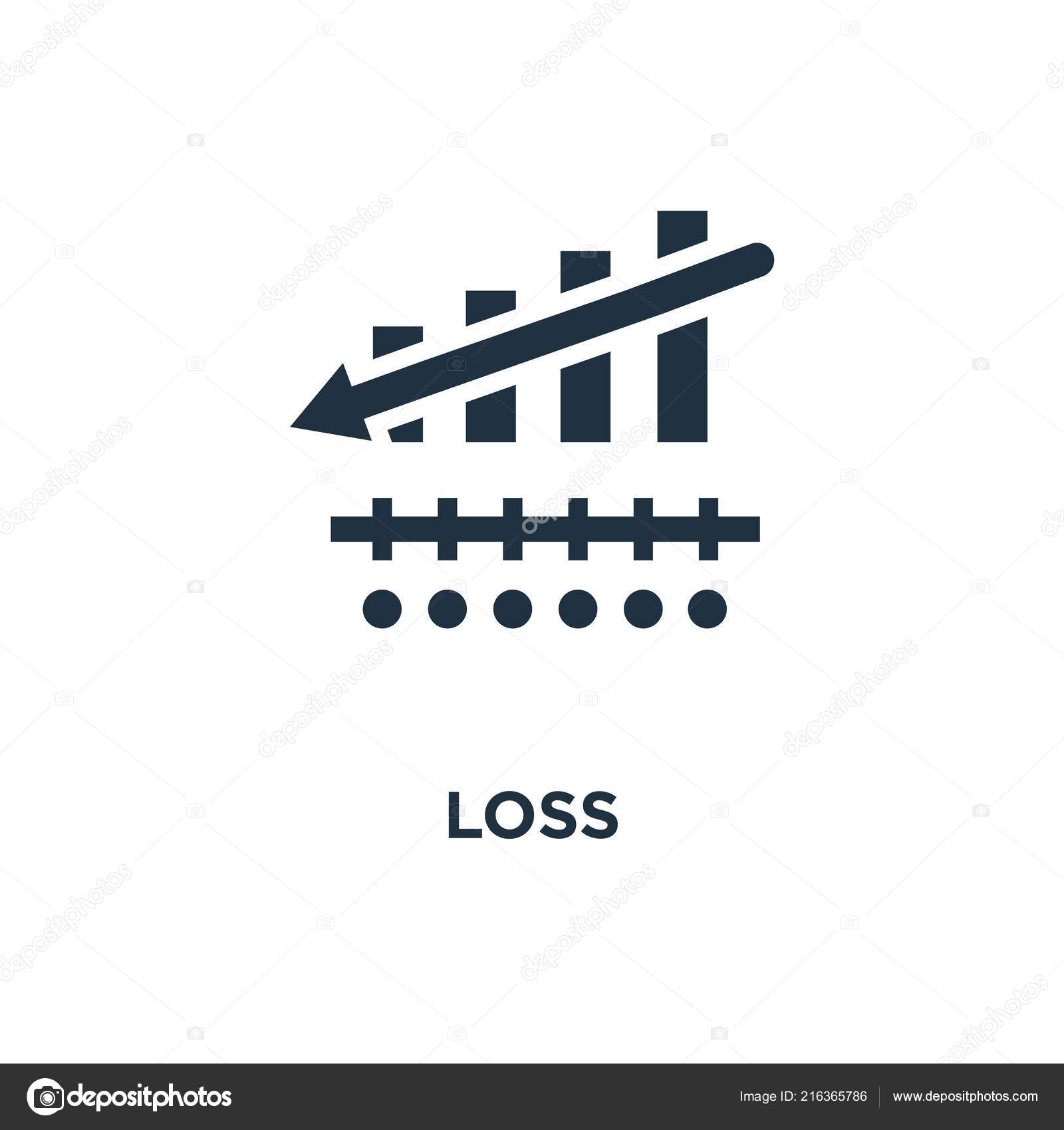 Loss Icon Black Filled Vector Illustration Loss Symbol White Background ...