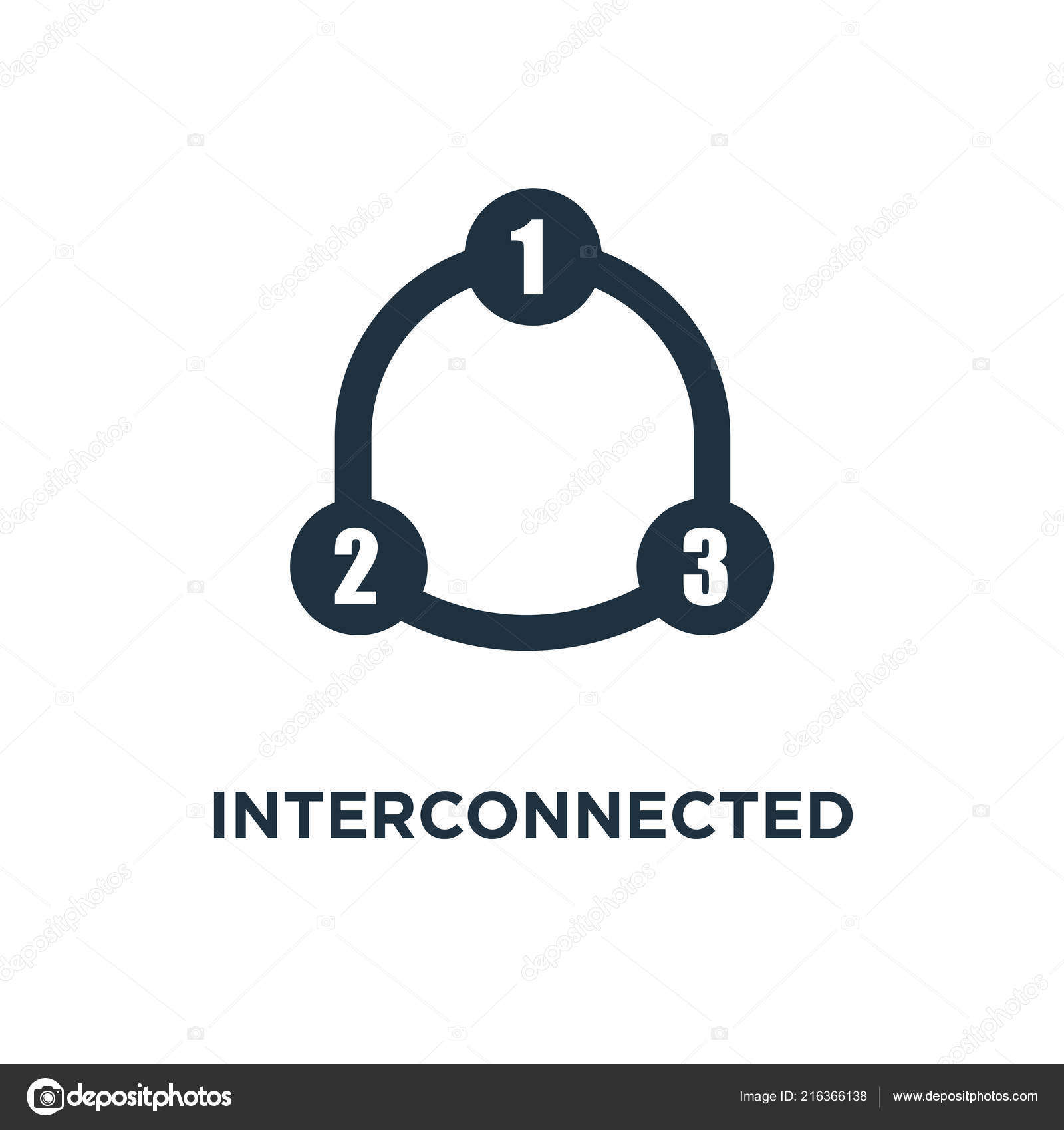 Interconnected Icon Black Filled Vector Illustration Interconnected Symbol White Background