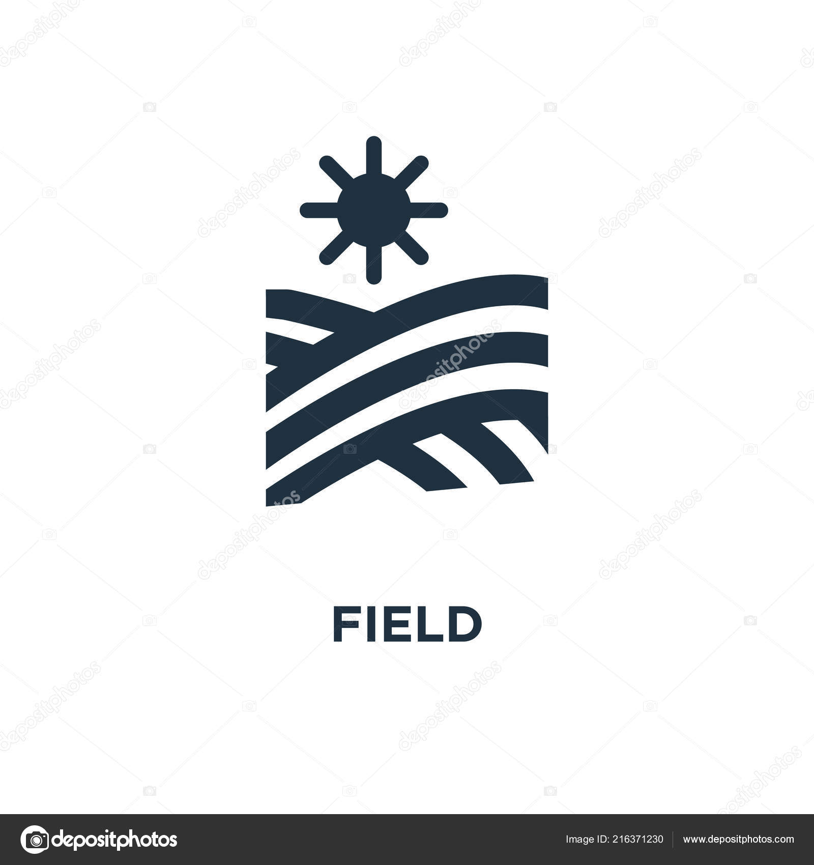 Field Icon Black Filled Vector Illustration Field Symbol White ...