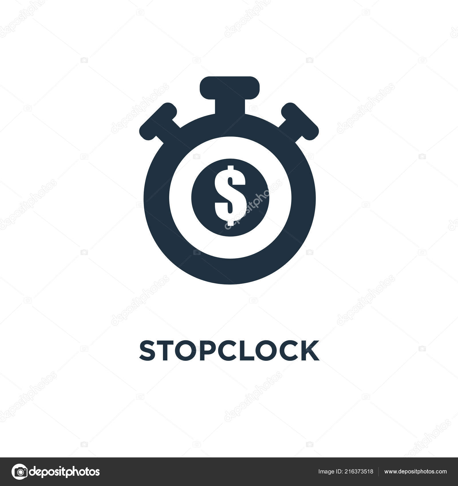 Stopclock Icon Black Filled Vector Illustration Stopclock Symbol White Background Stock Vector ...