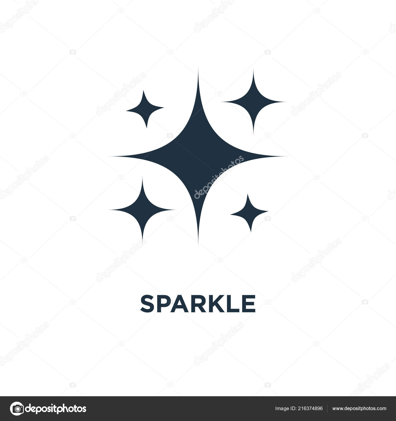 Sparkle Icon Black Filled Vector Illustration Sparkle Symbol White ...