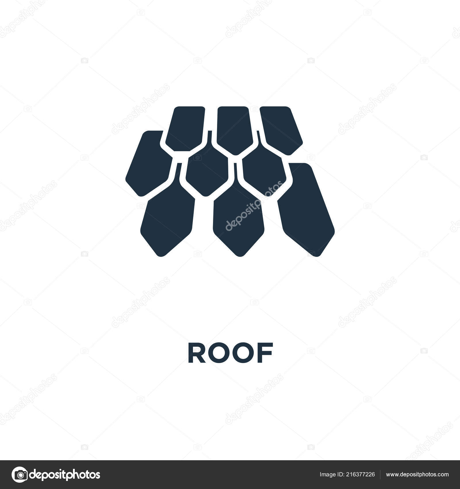 Roof Icon Black Filled Vector Illustration Roof Symbol White Background ...
