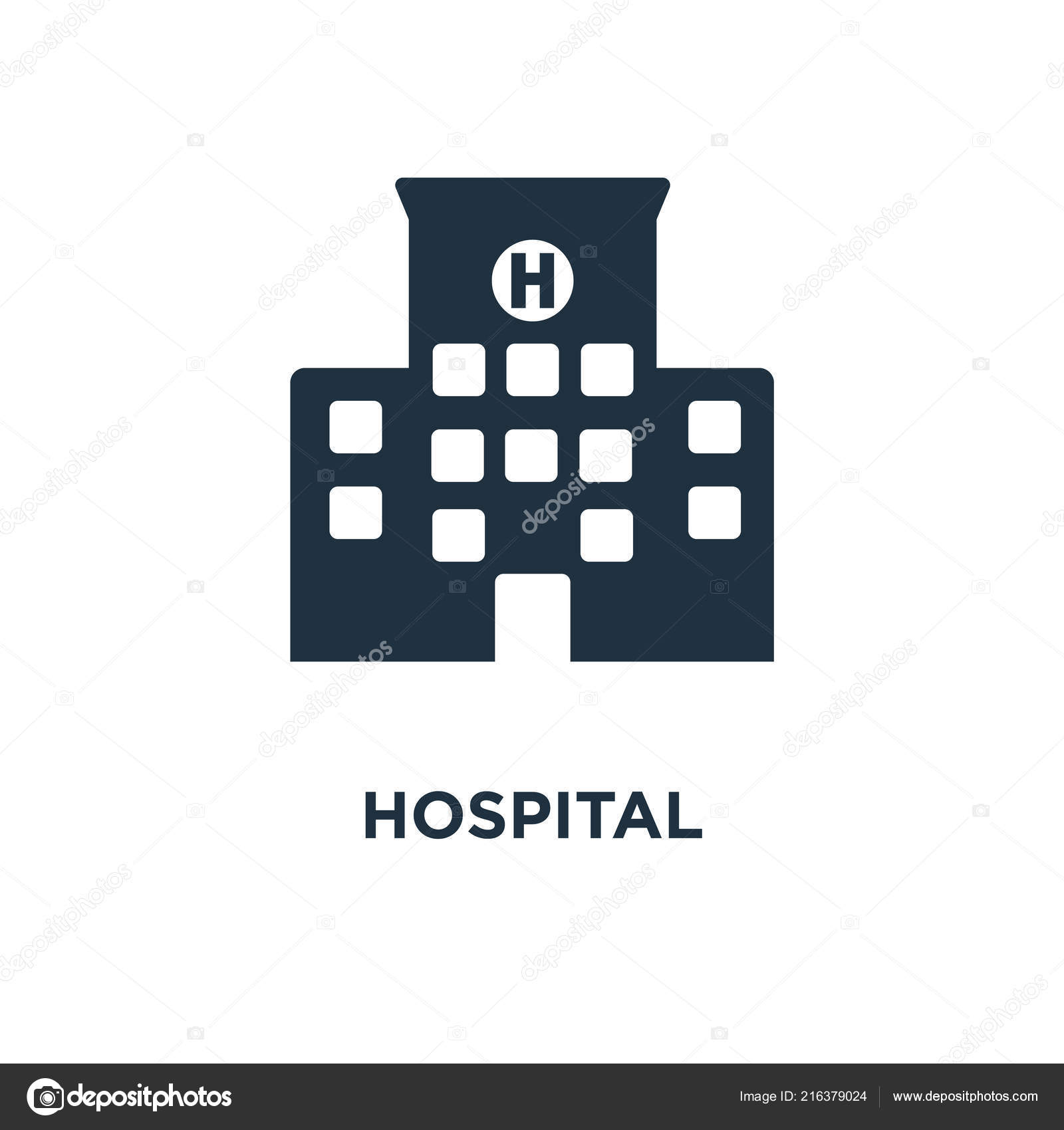 Hospital Icon Black Filled Vector Illustration Hospital Symbol White ...