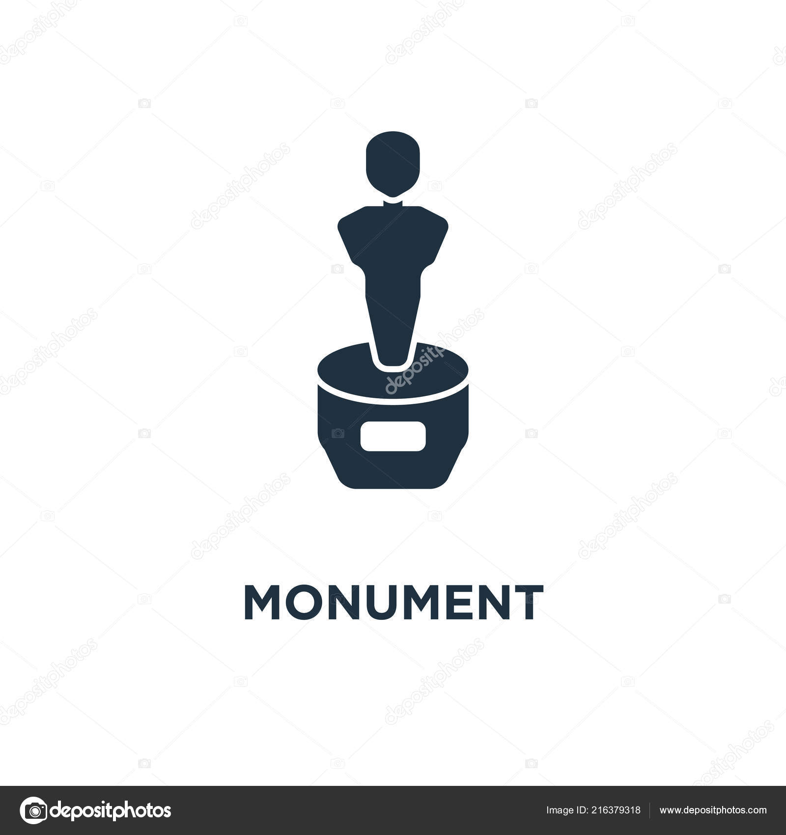 Monument Icon Black Filled Vector Illustration Monument Symbol White ...