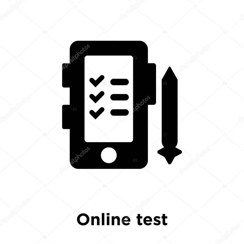 Icono de prueba en línea vector aislado sobre fondo blanco, concepto de ...