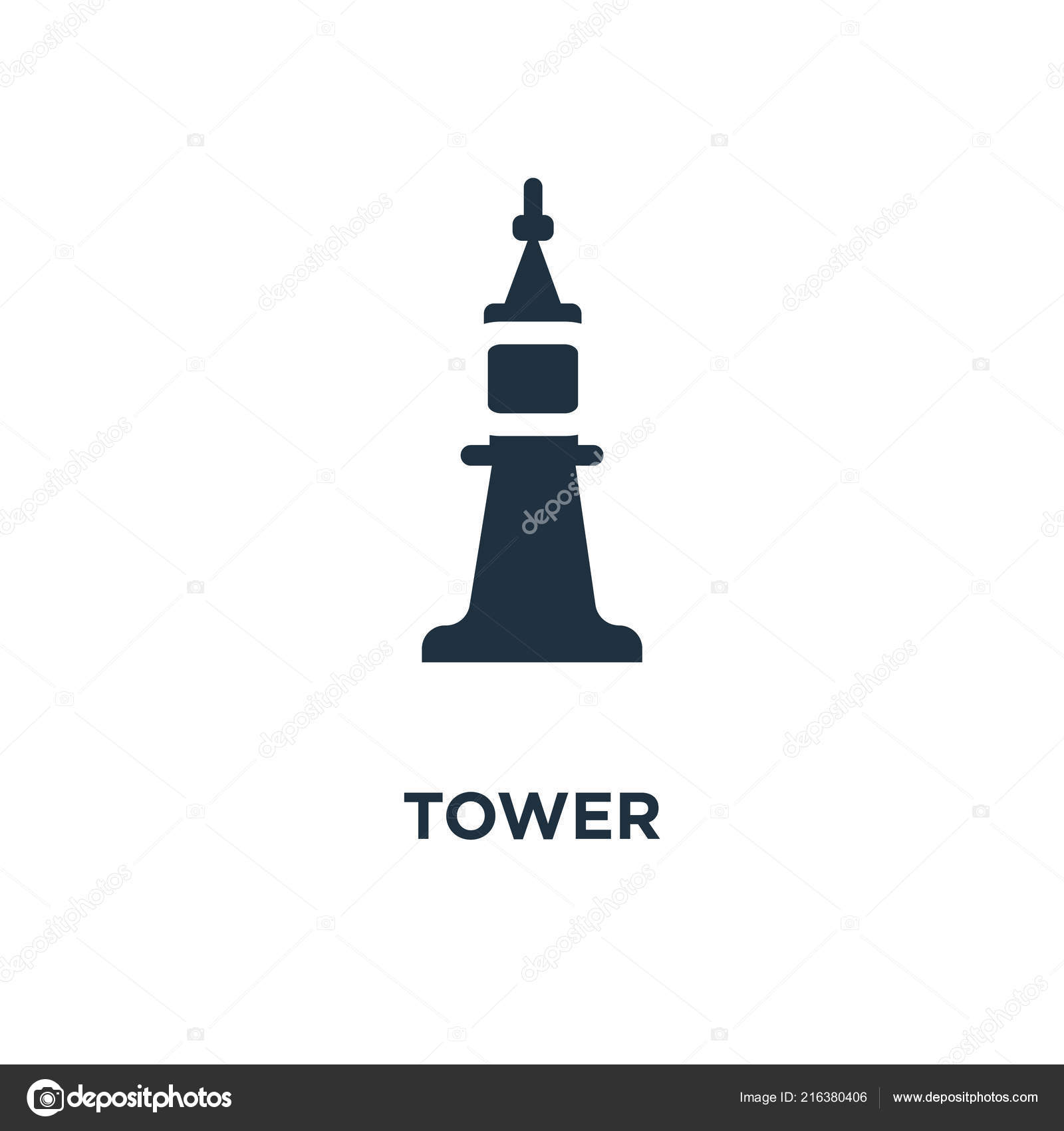 Tower Icon Black Filled Vector Illustration Tower Symbol White ...