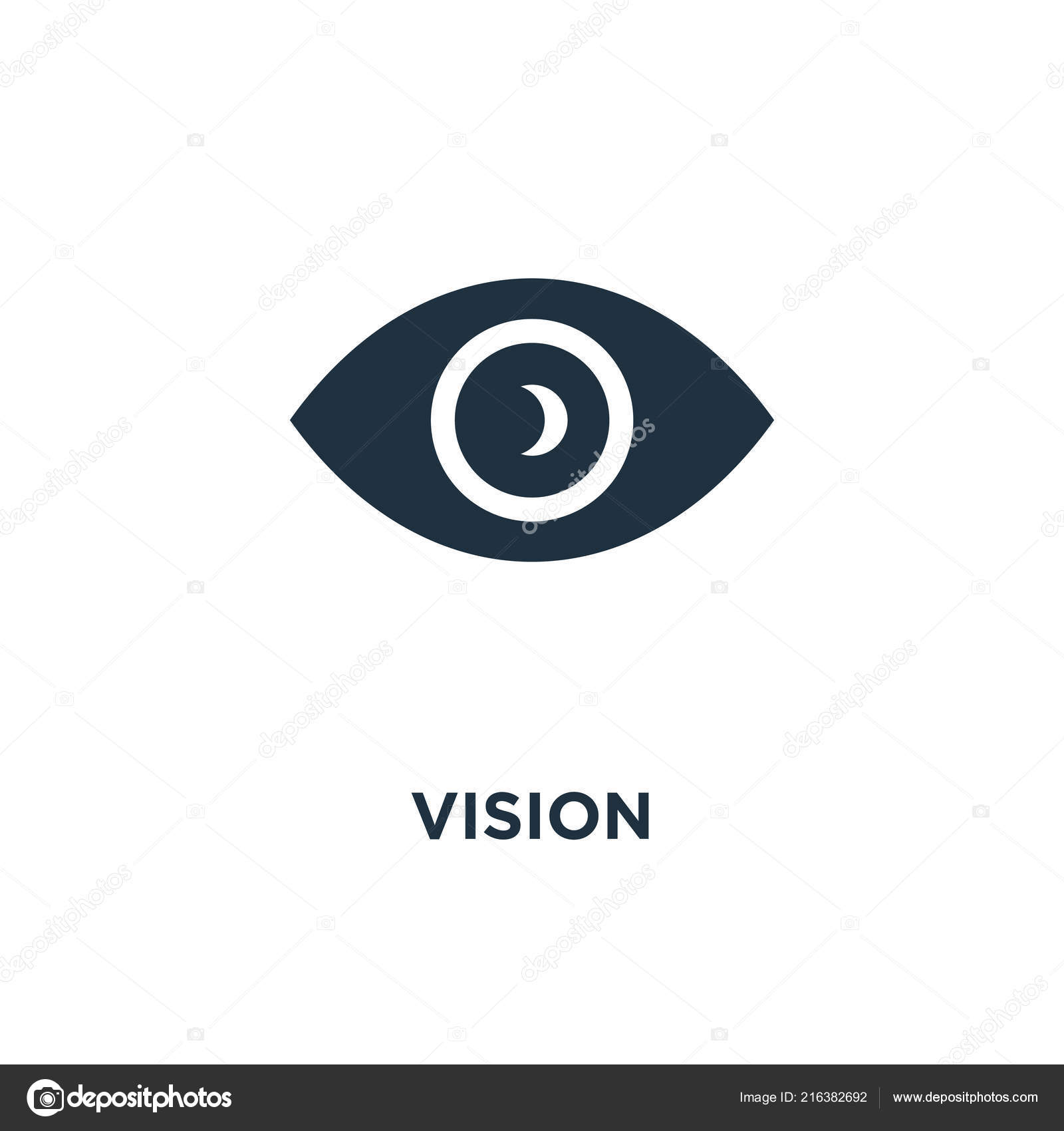 Vision Icon Black Filled Vector Illustration Vision Symbol White ...